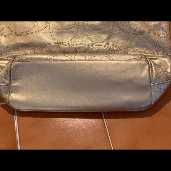 Coach | Bags | Coach Metallic Gold Signature Leather Tote | Poshmark